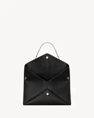 Saint Laurent Cassandre Xxl Envelope Pouch On Chain In Lambskin - Black