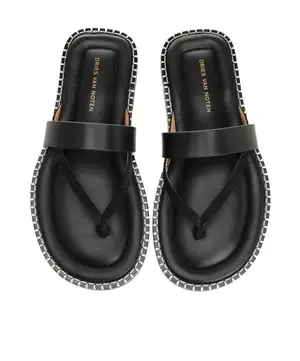 Dries Van Noten Contrast-stitch Flip-flops - Black
