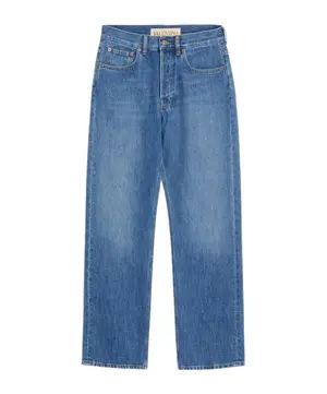 Valentino Garavani Logo Patch Straight Leg Jeans - Blue
