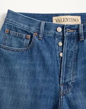 Valentino Garavani Logo Patch Straight Leg Jeans