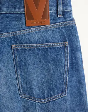Valentino Garavani Logo Patch Straight Leg Jeans