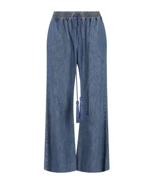 Valentino Garavani Logo Plaque Wide Leg Jeans - Blue