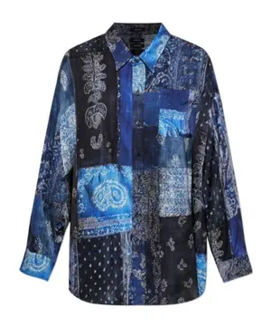 R13 Long Sleeve Collared Printed Shirt