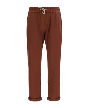 Brunello Cucinelli Track Pants With Drawstring And Rolled Hem - Brown