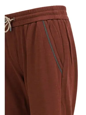 Brunello Cucinelli Track Pants With Drawstring And Rolled Hem - Brown