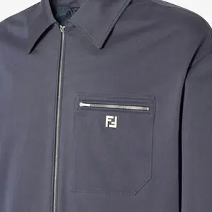 Fendi Ff Logo Plaque Zip-up Blouson - Blue