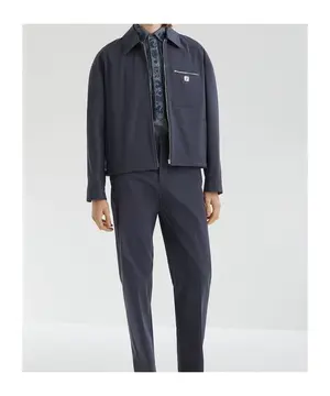Fendi Ff Logo Plaque Zip-up Blouson - Blue