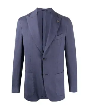 LARDINI Long Sleeved Suit Jacket - Blue