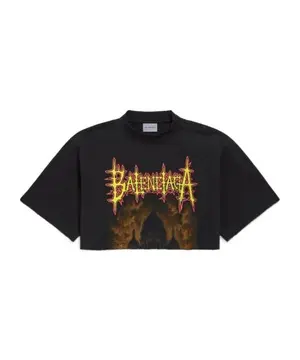 Balenciaga Artwork Printed Cropped T-shirt