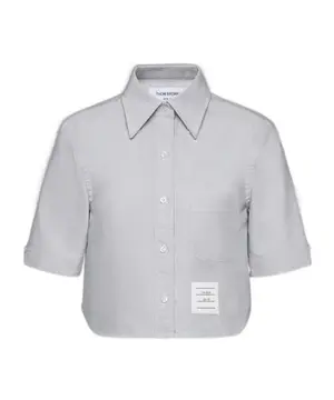 Thom Browne Oxford Short-sleeve Shirt - Medium Gray
