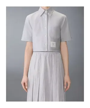 Thom Browne Oxford Short-sleeve Shirt - Medium Gray