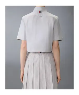 Thom Browne Oxford Short-sleeve Shirt - Medium Gray