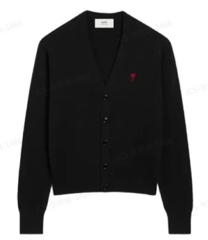 AMI Paris Logo Embroidered V-neck Cardigan