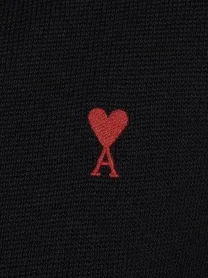 AMI Paris Logo Embroidered V-neck Cardigan