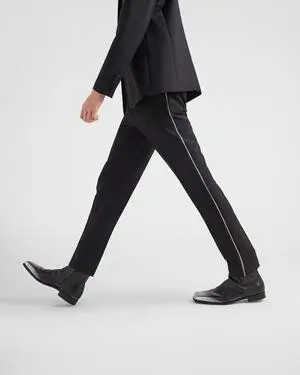 Prada Stripe-detailed Tailored Mohair And Wool Trousers