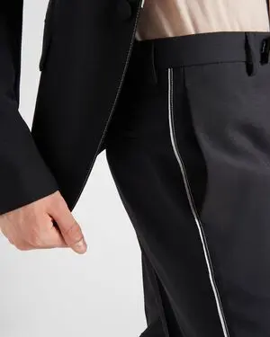 Prada Stripe-detailed Tailored Mohair And Wool Trousers