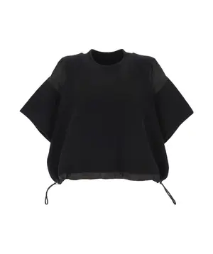 Sacai Short Sleeve Drawstring Top - Black