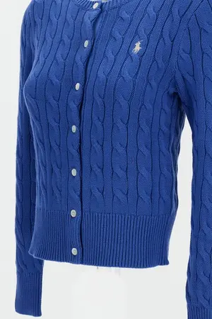 Polo Ralph Lauren Cable Knit Logo Cardigan - Blue