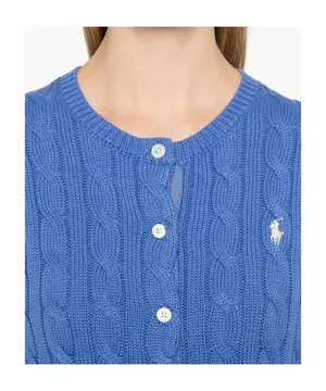 Polo Ralph Lauren Cable Knit Logo Cardigan - Blue