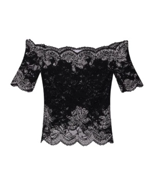 Rabanne Scalloped Lace Studded Off-the-shoulder Top