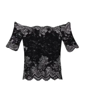 Rabanne Scalloped Lace Studded Off-the-shoulder Top