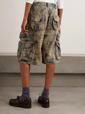 R13 Plaid Distressed Work Shorts