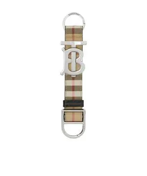 Burberry Logo Plaque Checked Key Ring - Multicolor