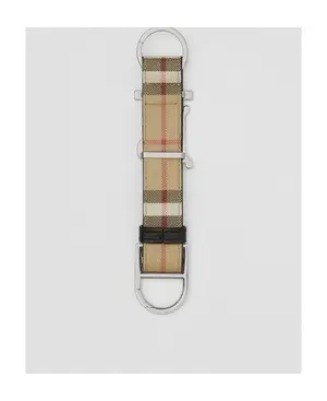 Burberry Logo Plaque Checked Key Ring - Multicolor