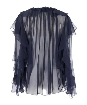 Alberta Ferretti Sheer Pleated Blouse