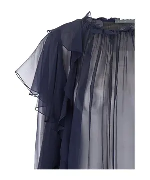 Alberta Ferretti Sheer Pleated Blouse