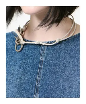 Our Legacy Knotted Leather Cord Necklace - Yellow