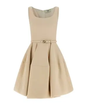 Fendi Belted Waist Sleeveless Mini Dress