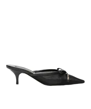 Miu Miu Pointed-toe Bow Detailed High-heeled Mules - Black