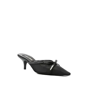 Miu Miu Pointed-toe Bow Detailed High-heeled Mules - Black