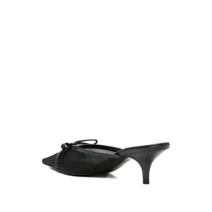Miu Miu Pointed-toe Bow Detailed High-heeled Mules - Black