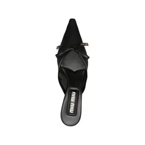 Miu Miu Pointed-toe Bow Detailed High-heeled Mules - Black