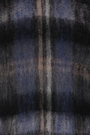 Loewe Relaxed Fit Checked Coat With Fringe Detail - Blue/multicolor