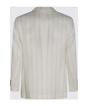 Brunello Cucinelli Striped Single-breasted Suit - White