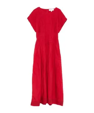 Sea Textured Midi Dress With Pleats