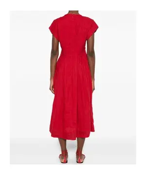 Sea Textured Midi Dress With Pleats