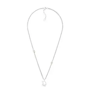 Dior Brass Pendant Necklace With Crystals - Silver