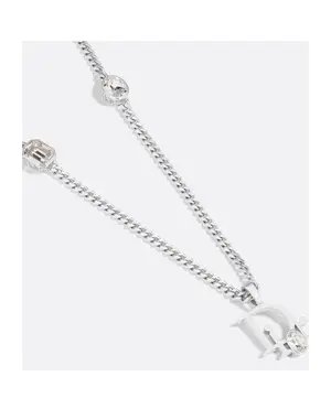 Dior Brass Pendant Necklace With Crystals - Silver