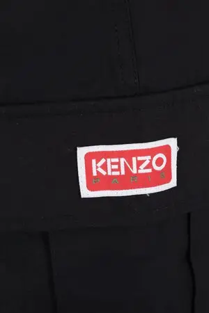 Kenzo Logo Patch Knee-length Cargo Shorts - Black