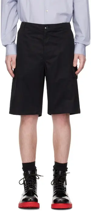 Kenzo Logo Patch Knee-length Cargo Shorts - Black