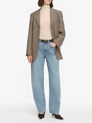 FRAME Houndstooth Blazer With Gold-tone Buttons - Green