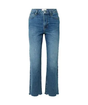 FRAME The Ruler Crop Frayed High-rise Slim-leg Jeans