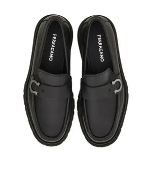 FERRAGAMO Gancini Ornament Loafers - Black