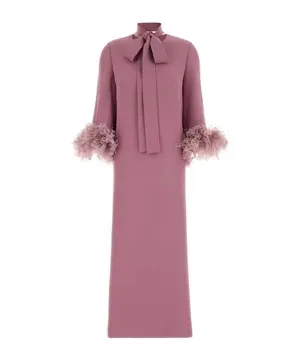 Valentino Garavani Bow Detailed Feather-trim Dress