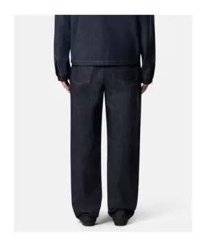 Stone Island Straight Leg Jeans With Logo Patch - Blue Raw