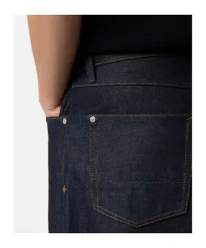 Stone Island Straight Leg Jeans With Logo Patch - Blue Raw